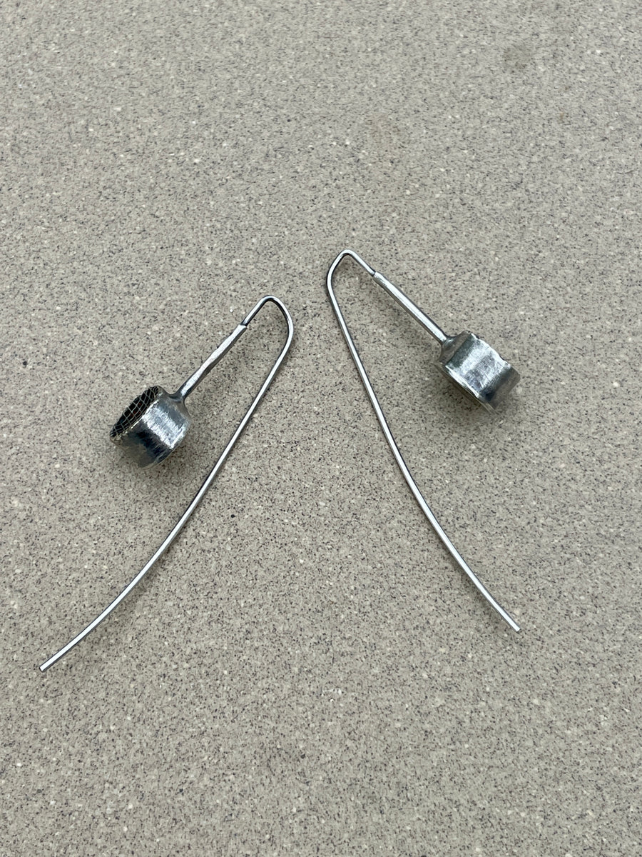 Sterling Silver Round Hollow Form w/ Mesh Earrings – ajr metals