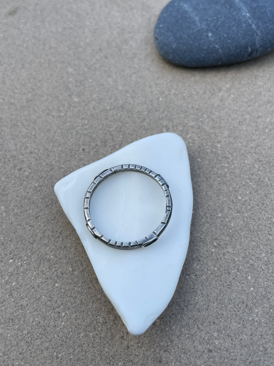 Sterling Silver Stamped Ring w/ Raised Ovals – ajr metals