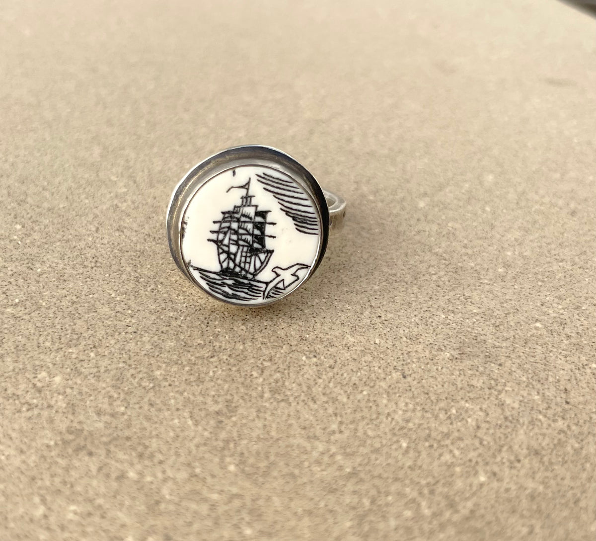 Vintage Carved Scrimshaw Ring – ajr metals